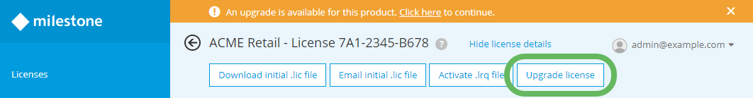 Upgrading licenses