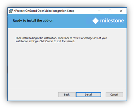 Installing Milestone-OnGuard add-on
