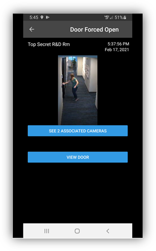 Access control tab in Milestone Mobile