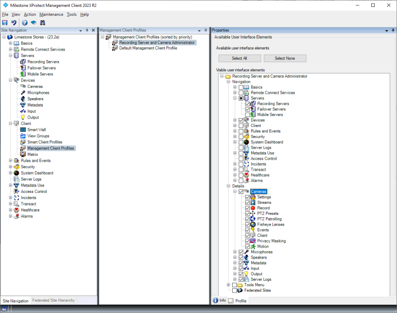 Management Client profiles
