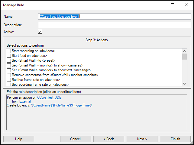 Configure Milestone user-defined event triggers within CCure 9000