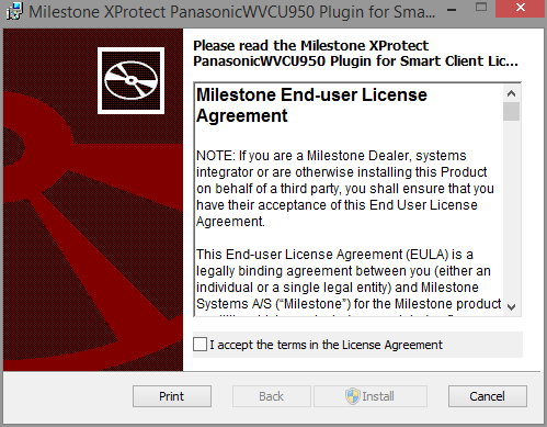 Panasonic WV-CU980 Controller and XProtect Smart Client