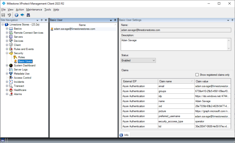VMS roles and external IDP users