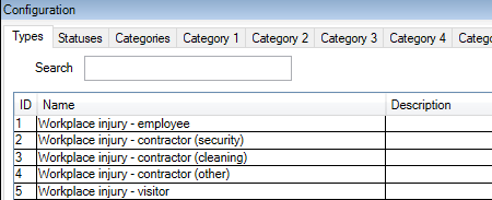 Scenario: Use incident types to document who gets injured