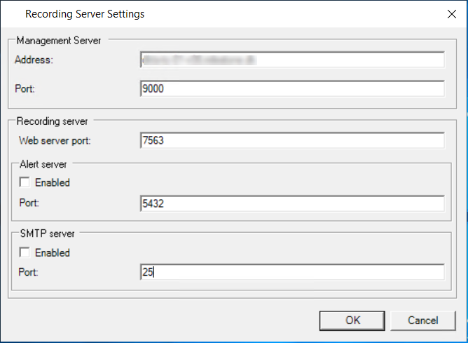 Change or verify the basic configuration of a recording server