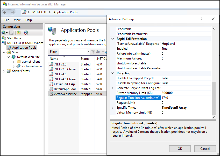Configure IIS Process Regular Time Interval