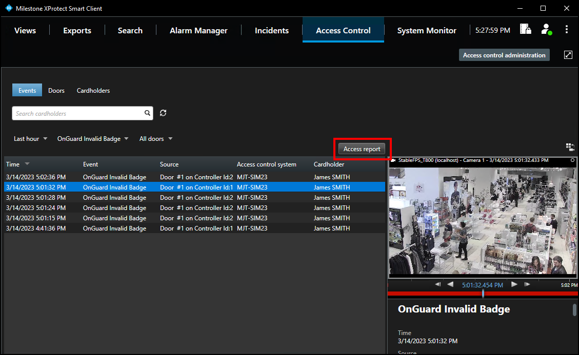 Access control workspace events