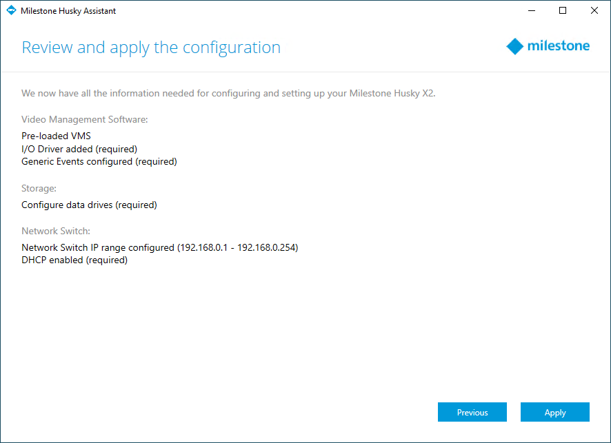 Complete the Husky Assistant wizard