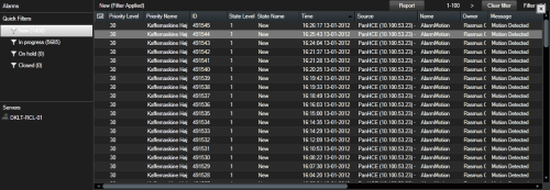 Usando a Lista de alarmes