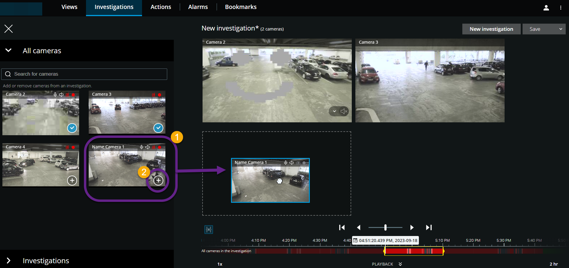 Add a camera to existing investigation