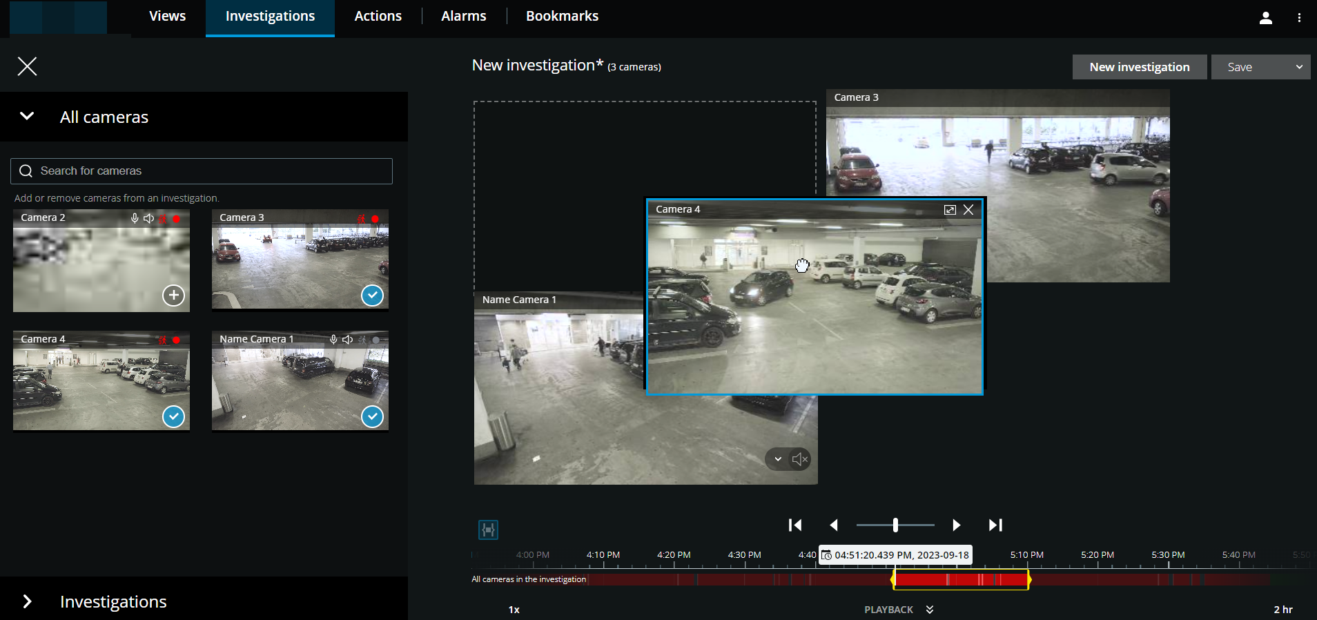 Add a camera to existing investigation