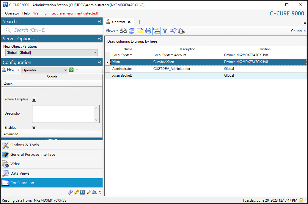 CCure 9000 partitions (explained)