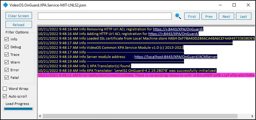 Using the log viewer application